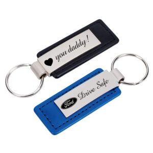 caramel custom personalized free engraved leather keychain - keyring