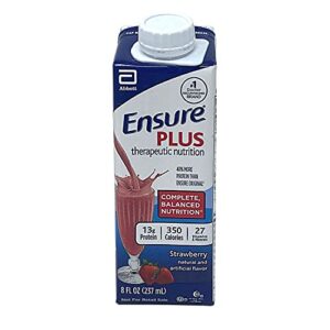 ensure plus strawberry therapeutic nutrition, 8 ounce recloseable carton, abbott 64907 - case of 24