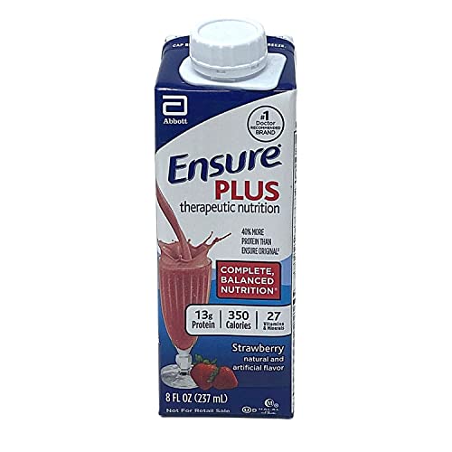 Ensure Plus Strawberry Therapeutic Nutrition, 8 Ounce Recloseable Carton, Abbott 64907 - Case Of 24