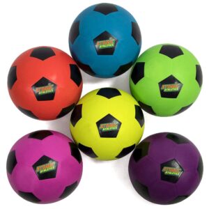 k-roo sports atomic athletics neon rubber playground balls - 6 pack of regulation size, includes pump & storage bag - soccer ball