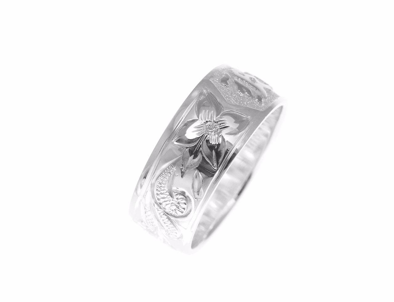 Arthur's Jewelry 925 sterling silver Hawaiian plumeria flower scroll kuuipo band ring smooth edge size 9.5