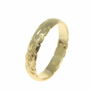 Arthur's Jewelry 925 Sterling silver yellow gold plated 4mm Hawaiian scroll cut out edge ring band size 11.5