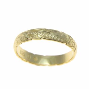 Arthur's Jewelry 925 Sterling silver yellow gold plated 4mm Hawaiian scroll cut out edge ring band size 11.5