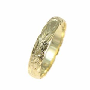 Arthur's Jewelry 925 Sterling silver yellow gold plated 4mm Hawaiian scroll cut out edge ring band size 11.5