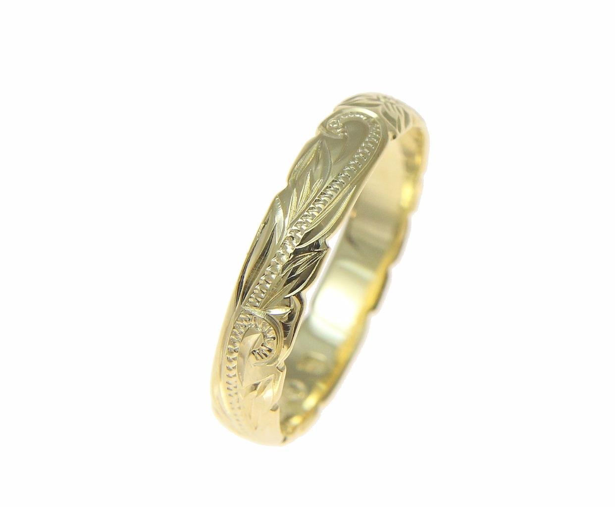 Arthur's Jewelry 925 Sterling silver yellow gold plated 4mm Hawaiian scroll cut out edge ring band size 11.5