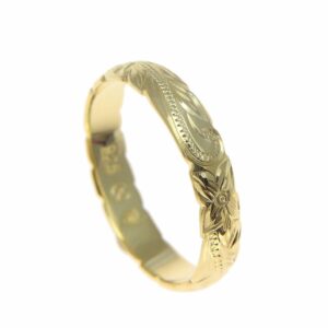 Arthur's Jewelry 925 Sterling silver yellow gold plated 4mm Hawaiian scroll cut out edge ring band size 11.5