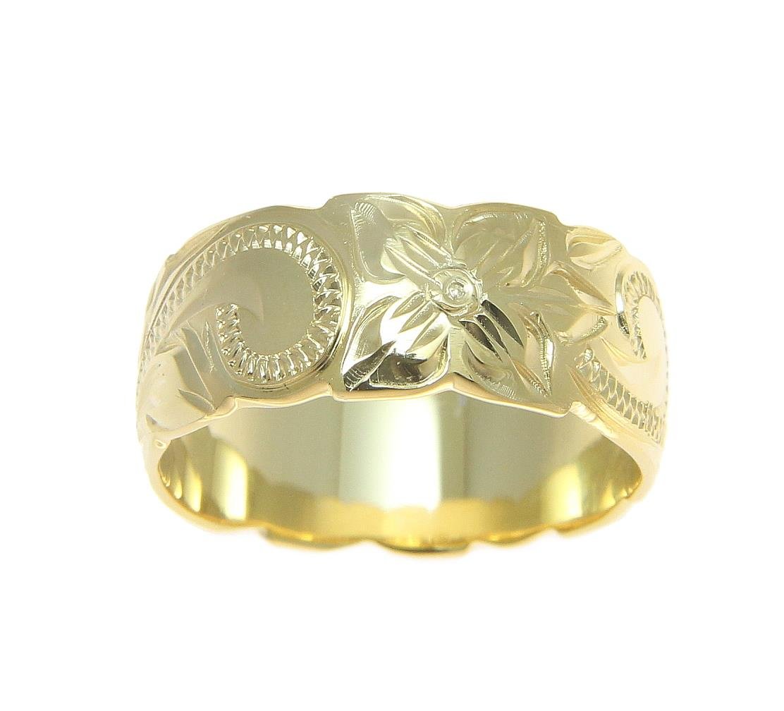 Arthur's Jewelry Yellow gold plated 925 sterling silver Hawaiian 8mm plumeria flower scroll cut out edge ring size 4