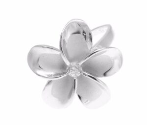 arthur's jewelry 925 sterling silver rhodium plated 21mm hawaiian plumeria flower cz ring size 6