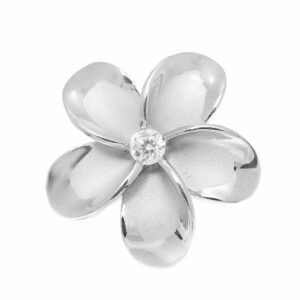 Arthur's Jewelry 925 sterling silver rhodium plated 21mm Hawaiian plumeria flower cz ring size 6