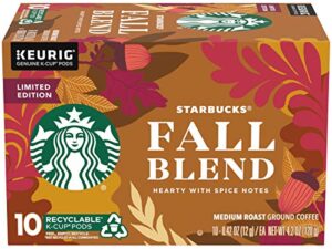 fall blend medium roast coffee single serve pods for keurig brewers, 1 box of 10