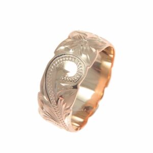 Arthur's Jewelry Pink rose gold plated 925 sterling silver Hawaiian 8mm plumeria flower scroll cut out edge ring size 10