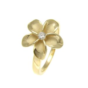 arthur's jewelry yellow gold plated sterling silver 925 15mm hawaiian plumeria flower cz ring size 7