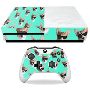 mightyskins skin compatible with microsoft xbox one s - cool corgi | protective, durable, and unique vinyl decal wrap cover | easy to apply, remove, and change styles | made in the usa