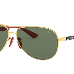 Ray-Ban RB8313M Scuderia Ferrari Collection Aviator Sunglasses, Gold/Dark Green, 61 mm