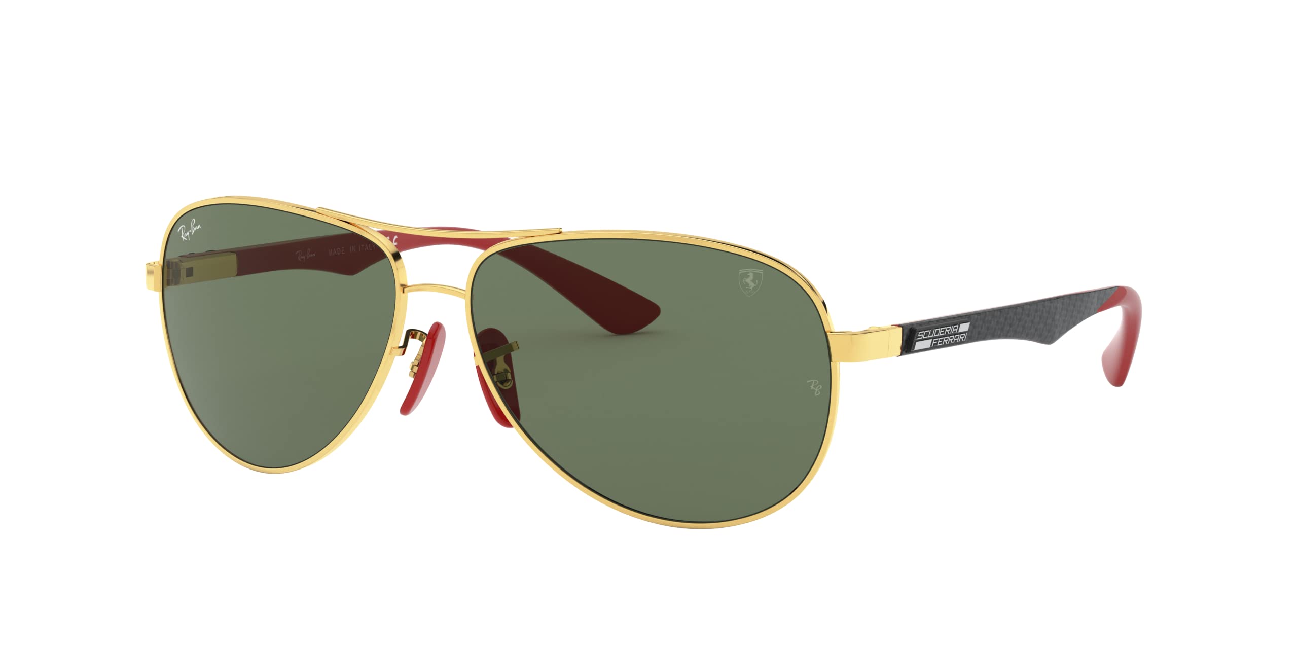 Ray-Ban RB8313M Scuderia Ferrari Collection Aviator Sunglasses, Gold/Dark Green, 61 mm