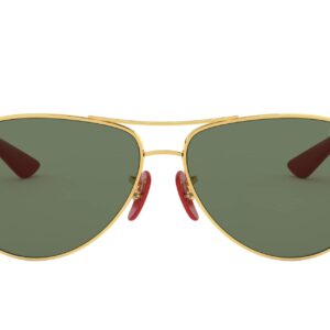 Ray-Ban RB8313M Scuderia Ferrari Collection Aviator Sunglasses, Gold/Dark Green, 61 mm