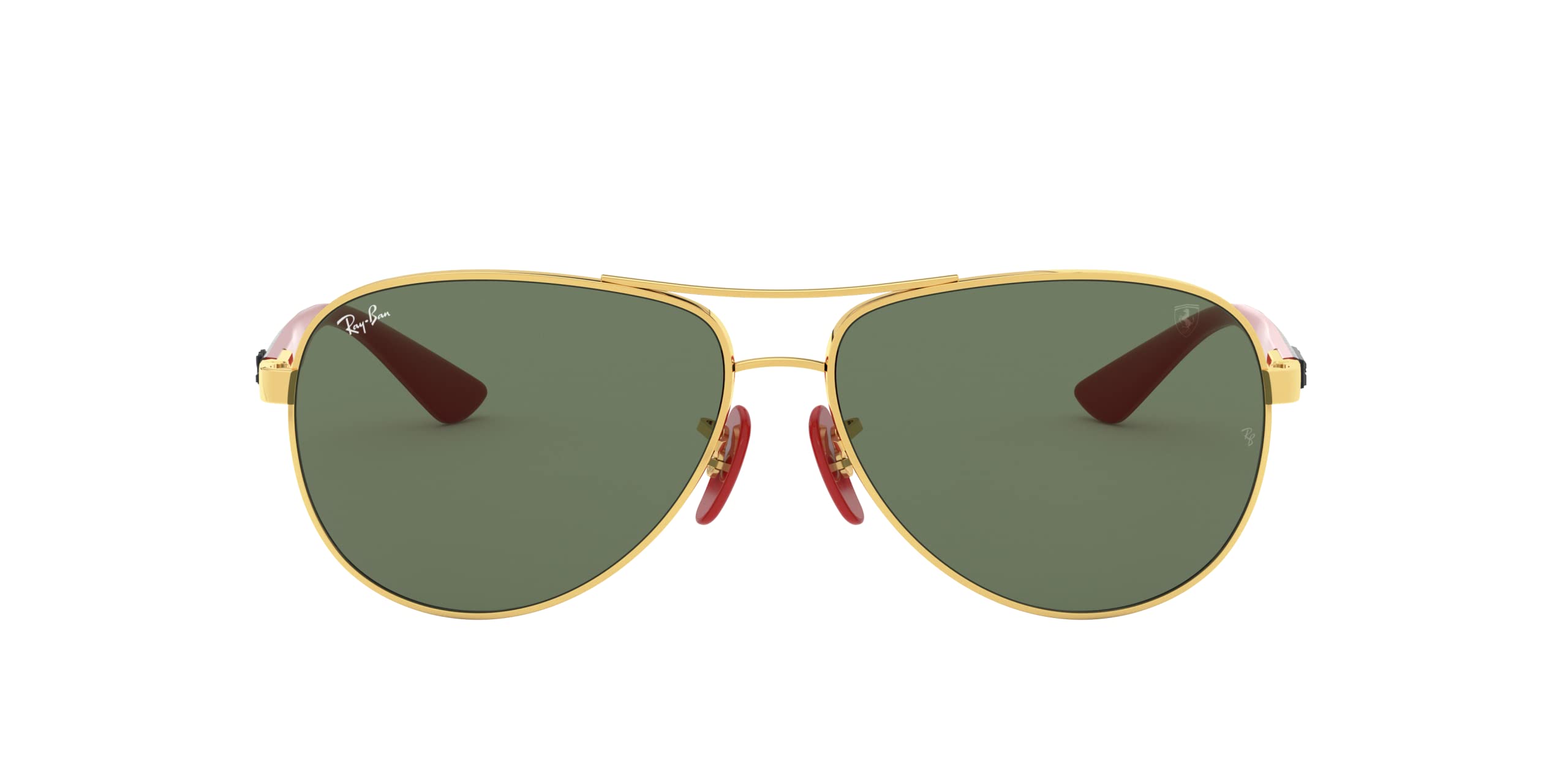 Ray-Ban RB8313M Scuderia Ferrari Collection Aviator Sunglasses, Gold/Dark Green, 61 mm