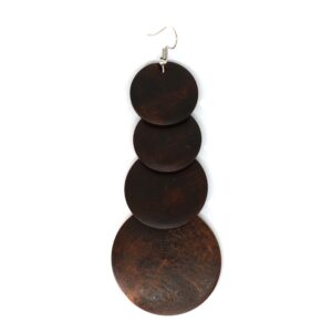 Teri's Boutique Wood Wooden Jamaican Boho Hippie Long Dangle Rounds Earrings (Dark Brown)