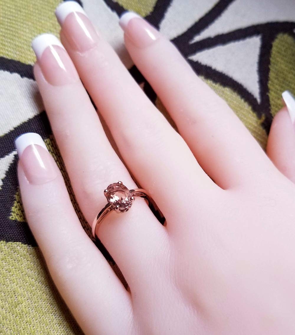 1ct Oval Morganite 14K Rose Gold Ring (6.5)