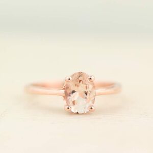 1ct Oval Morganite 14K Rose Gold Ring (6.5)