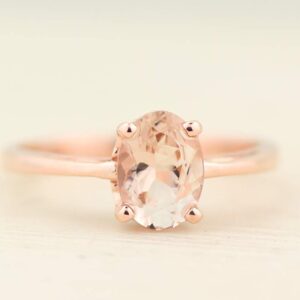 1ct Oval Morganite 14K Rose Gold Ring (6.5)