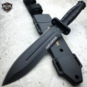 12" tactical bowie survival hunting knife military dagger fixed blade w/ sneath