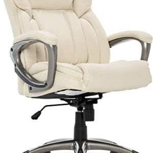 Serta Executive Office Adjustable Ergonomic Computer Chair with Layered Body Pillows, Waterfall Seat Edge, Bonded Leather, Ivory White