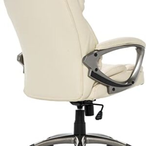 Serta Executive Office Adjustable Ergonomic Computer Chair with Layered Body Pillows, Waterfall Seat Edge, Bonded Leather, Ivory White