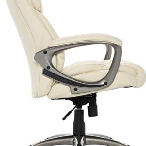 Serta Executive Office Adjustable Ergonomic Computer Chair with Layered Body Pillows, Waterfall Seat Edge, Bonded Leather, Ivory White