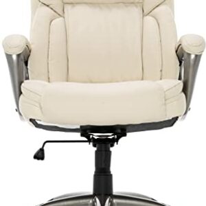 Serta Executive Office Adjustable Ergonomic Computer Chair with Layered Body Pillows, Waterfall Seat Edge, Bonded Leather, Ivory White