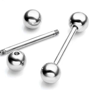 Kiokioa 12pc 14G Mix-color Stainless Steel Straight Barbell Tongue Rings Bars Piercing 5/8" Length