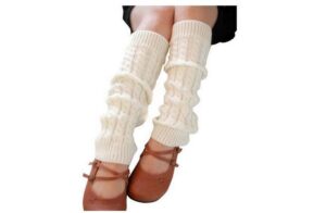 elandy knit winter thermal warm leg warmers-long socks boot cuffs topper legging pads for women lady girls best xmas gift (white)