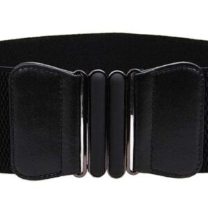 VOCHIC Wide Elastic Plus Size Belt for Women Cinch Waist Belt Stretch Waistband, Black, XXL(42"-47")