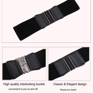 VOCHIC Wide Elastic Plus Size Belt for Women Cinch Waist Belt Stretch Waistband, Black, XXL(42"-47")