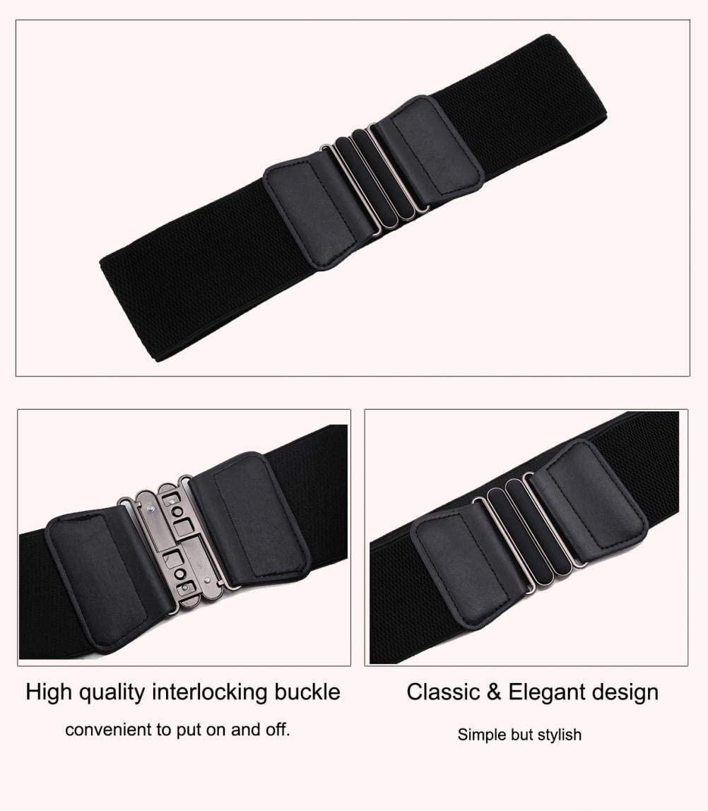 VOCHIC Wide Elastic Plus Size Belt for Women Cinch Waist Belt Stretch Waistband, Black, XXL(42"-47")