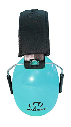 Walker's Dual Colored Passive Muff - Compact Folding Lightweight 26dB NRR Hunting Gun Range Shooting Hearing Protection Muff w/Padded Headband & PVC Earpads, Aqua Blue