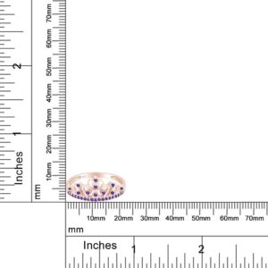 AFFY Round Cut Simulated Amethyst Princess Crown Ring in 14k Rose Gold Over Sterling Silver