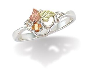 sterling silver black hills november birthstone ring with 3 mm round synthetic gold topaz - ring size 5