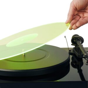 acrylic turntable mat - 11.75" greenlit vinyl record acrylic mat - precision machined acrylic turntable platter mat w/record label recess - see-through record mat for standard 12" turntable platters