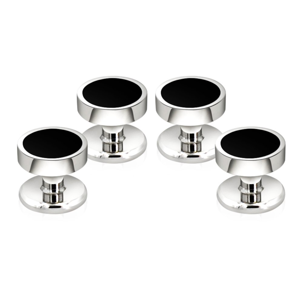 Mr.Van 4PCS Mens Black Enamel Shirt Studs Set Tuxedo Shirts Business Wedding Gifts for Men