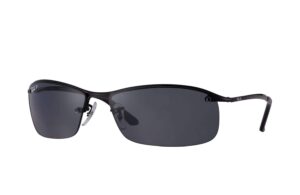 ray-ban men's rb3183 sunglasses (black frame, solid black lens)