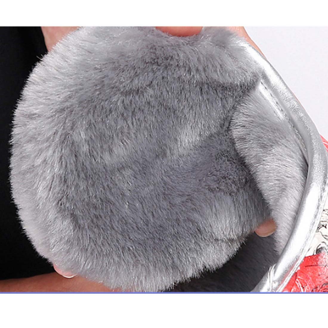 LerBen Foldable PU Leather Earmuff Faux Furry Behind Head Ear Warmer Unisex