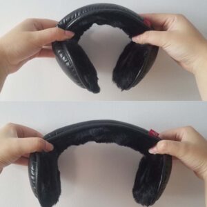 LerBen Foldable PU Leather Earmuff Faux Furry Behind Head Ear Warmer Unisex