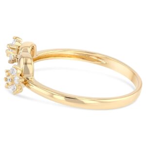 Ioka - 14K Solid Yellow Gold 15 Years Birthday CZ Heart Quinceanera Ring - Size 6.5