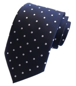 secdtie men's polka dot silk ties jacquard woven for wedding party business (one size, navy blue(white dot))