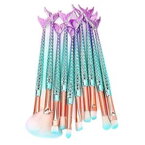 Makeup Brushes Set 11pcs 3D Mermaid Makeup Brush Cosmetic Brushes Eyeshadow Eyeliner Blush Brushes