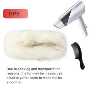 Rulala Fancy Faux Fur Headband for Women Winter Earwarmer Earmuff with Elastic(White)