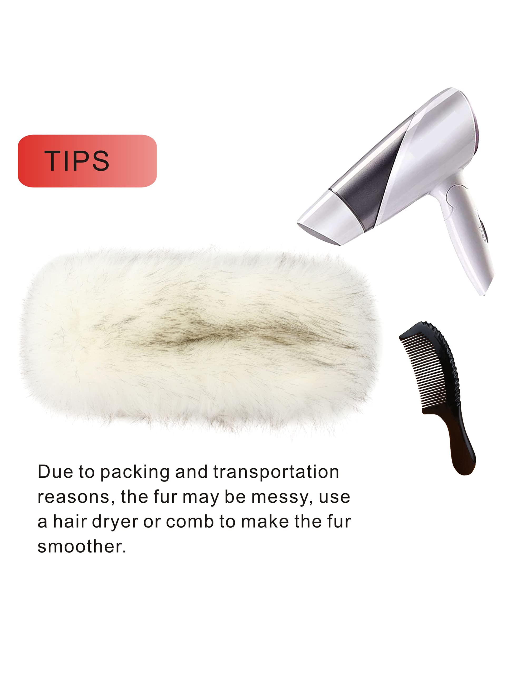 Rulala Fancy Faux Fur Headband for Women Winter Earwarmer Earmuff with Elastic(White)