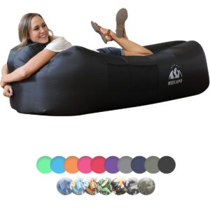 wekapo inflatable lounger air sofa hammock-portable,water proof& anti-air leaking design-ideal couch for backyard lakeside beach traveling camping picnics & music festivals (black)