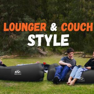 WEKAPO Inflatable Lounger Air Sofa Hammock-Portable,Water Proof& Anti-Air Leaking Design-Ideal Couch for Backyard Lakeside Beach Traveling Camping Picnics & Music Festivals (Black)